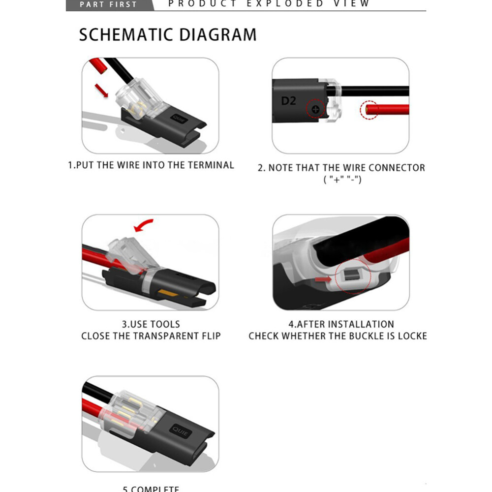 10/50PCS 12V Wire Cable Snap In Connector Terminal Connections Joiners ...