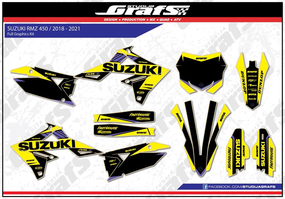 Suzuki Complete Graphics Kit For RM RMZ Z DRZ 50 65 70 85 125 250 400 ...