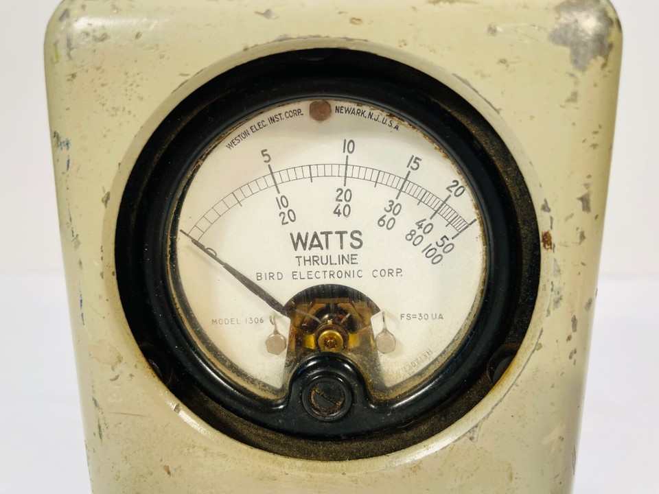 Vintage Bird Thruline Model 43 HAM Tube Radio RF Wattmeter w/ 25-60 MHz ...