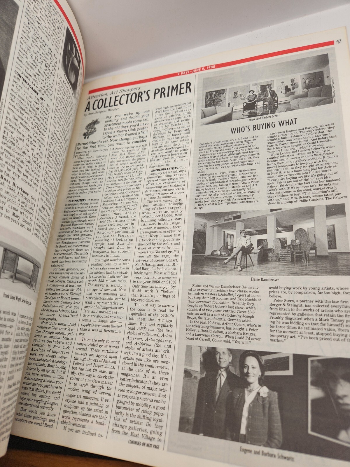 Vintage 7 Days Magazine June 8 1988 New York Art and Money | eBay