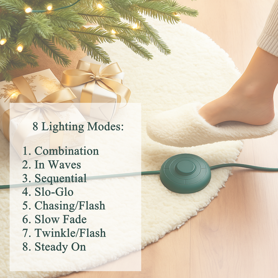 Christmas Tree LED Power Cord On/Off Foot Switch 8 Light Mode Control 1 ...