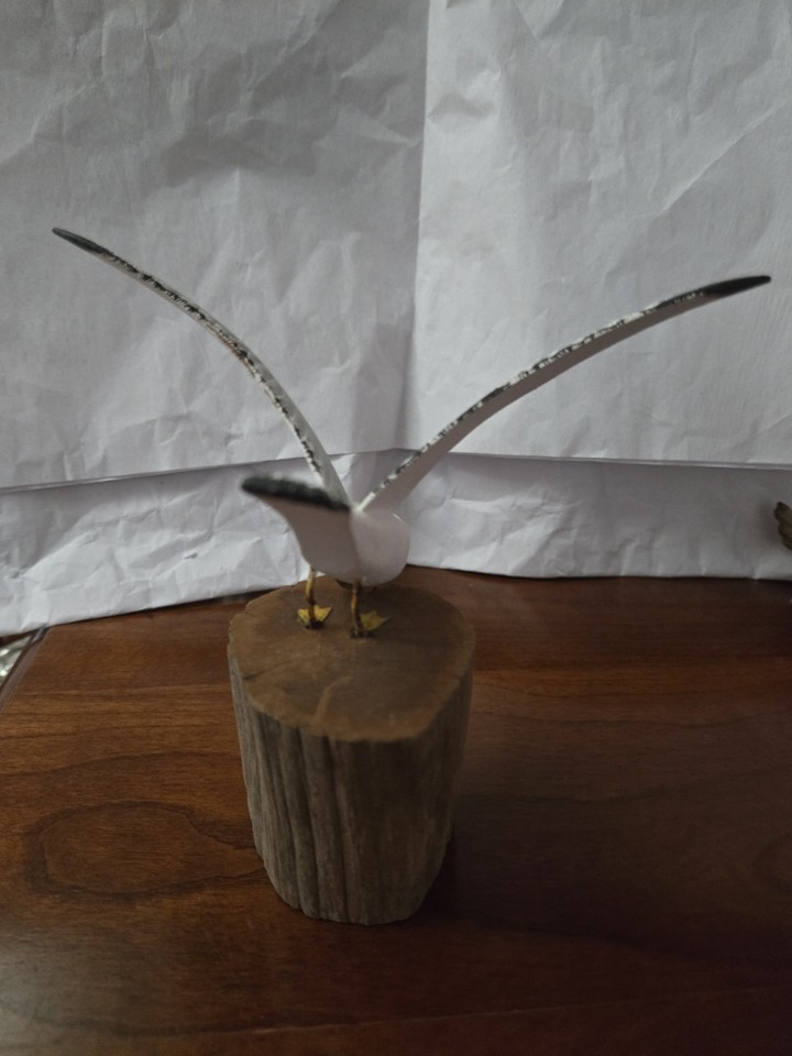Vintage Carved Sculpture Seagull Bird Driftwood Base | eBay