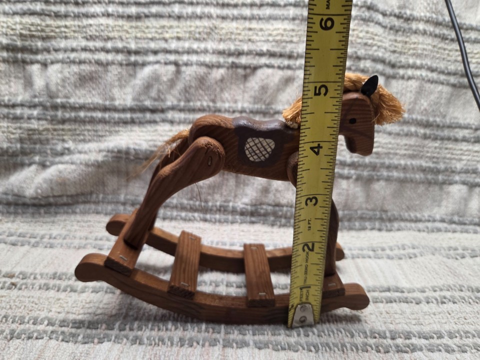 Vintage Hand Carved Wooden Miniature Rocking Horse Folkart Hobby Horse ...