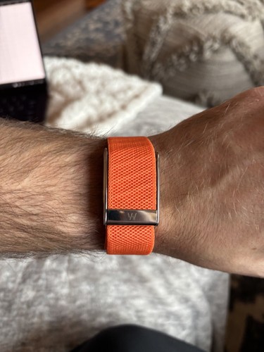 Whoop 5.0/MG Orange Band - Whoop Logo - Luxe Superknit - Shiny Silver ...