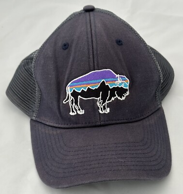 Patagonia Fitz Roy Buffalo Bison Hat Snapback Mesh Gray Baseball Cap | eBay