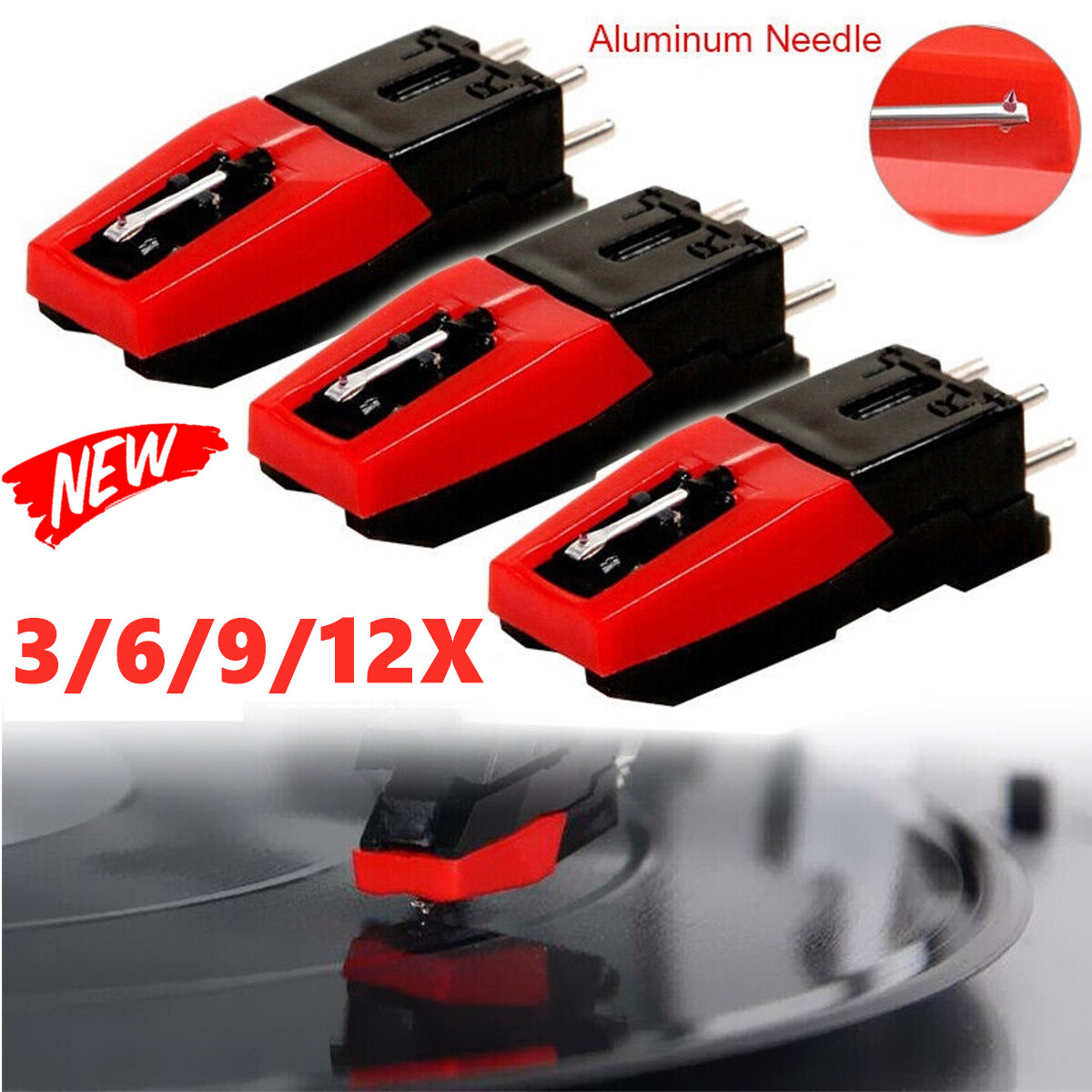 Turntable Diamond Stylus Needle Vinyl Cartridge for LP Phonograph ...