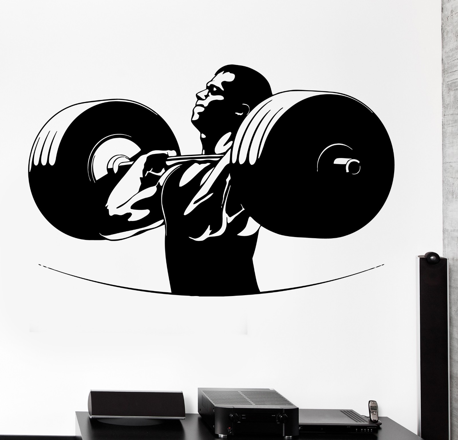 Wall Sticker Sport Powerlifting Bodybuiliding Barbell Crossfit Vinyl ...