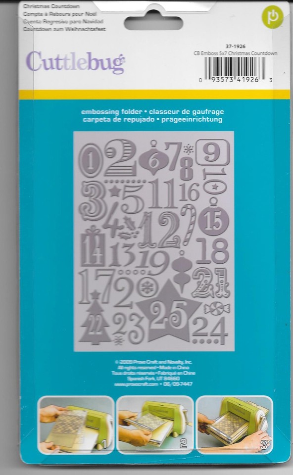 CUTTLEBUG Provocraft Christmas Countdown 5x7 Embossing Folder Emboss 37 ...