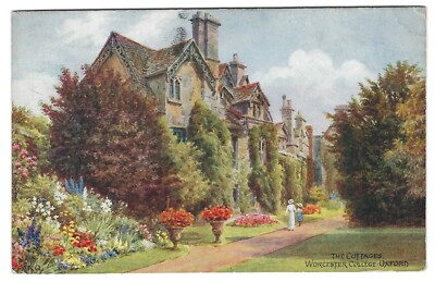 A.R.Quinton. postcard 1354 Worcester College Cottages. posted 25/04 ...