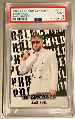 2022 Leaf Pop Century JAKE PAUL "1st Ever Card" PSA 9 MINT ~ SM Influencer/Boxer | eBay