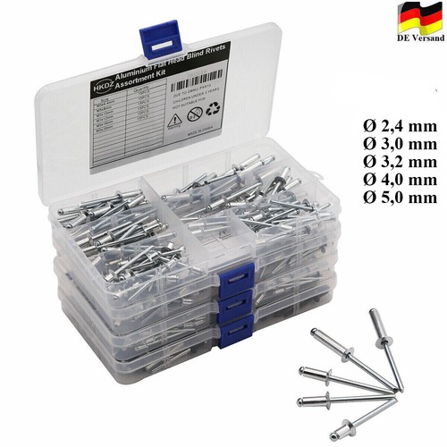 Blindnieten Alu/Stahl Sortiment Ø2,4mm 3mm 4mm Senkkopf Nieten ...
