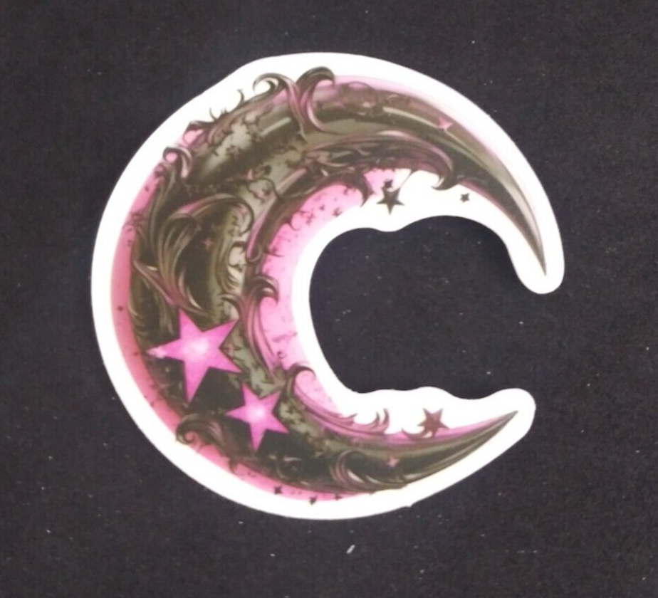 Black Crescent Moon With Stars Purple Black Magic Sticker 2" | eBay