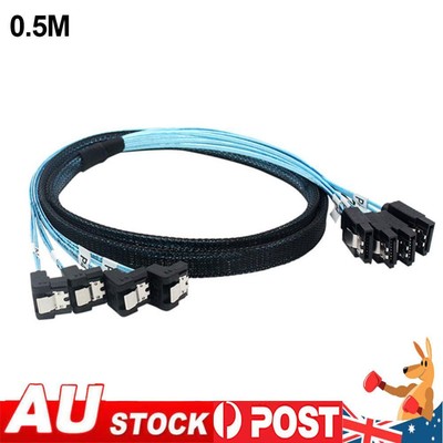 7P SATA 3.0 Mini SAS Cable 6Gbps 4 SATA to 4 SATA Data Cable for SSD (0 ...