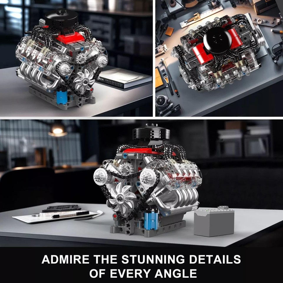 V8 Engine Motor Engineering Model For Expanding Building Toy Collection ...