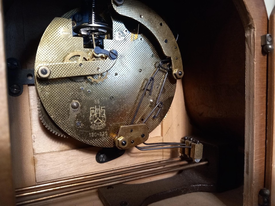 Vintage Franz HERMLE Wooden Mantle Clock, Key Winding, 1970's Germany ...