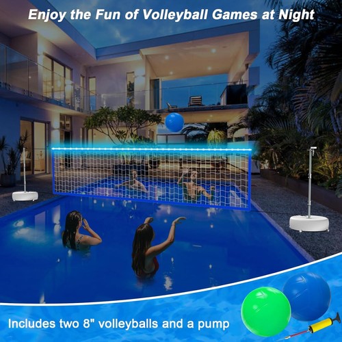 Light-Up Pool Volleyball Net Set with Solar Lights - 15ft-32ft ...