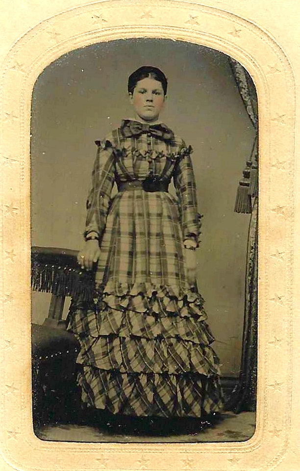 VICTORIAN TINTYPE OF AN ELEGANTLY DRESSED WOMAN by J. T. CHATTERTON ...