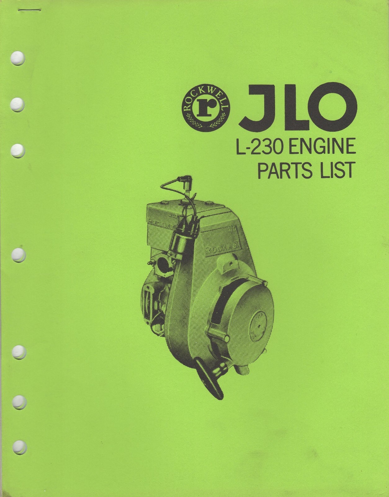 VINTAGE RUPP SNOWMOBILE JLO L-230 ENGINE PARTS LIST MANUAL P/N 19730 ...