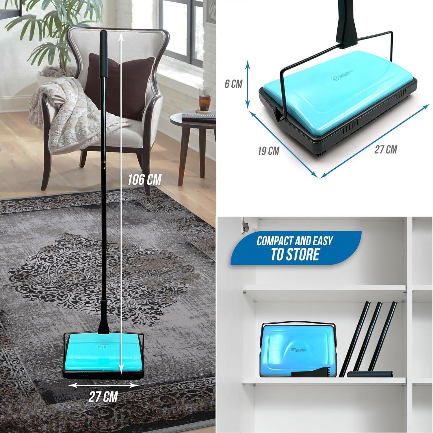 Carpet Sweeper Manual Cleaner Floor Cordless Duster Broom Pet Indoor ...