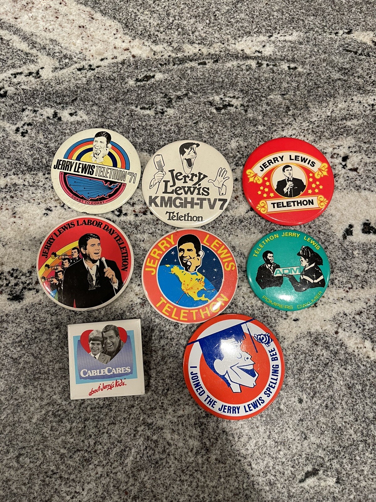 Vintage Lot Of 8 Jerry Lewis Telethon Spelling Bee Jerry’s Kids Buttons ...