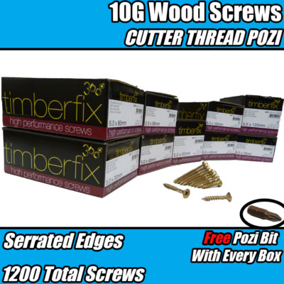 5.0mm 10G ALL SIZES PREMIUM WOOD SCREWS CUTTER THREAD POZI CSK ...