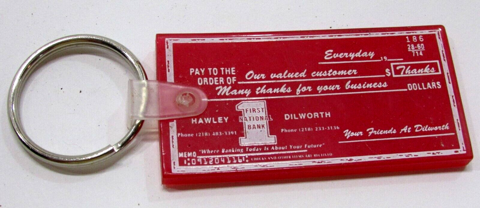 Vintage 2000's First National Bank Dilworth Hawley MN Red Vinyl Key ...