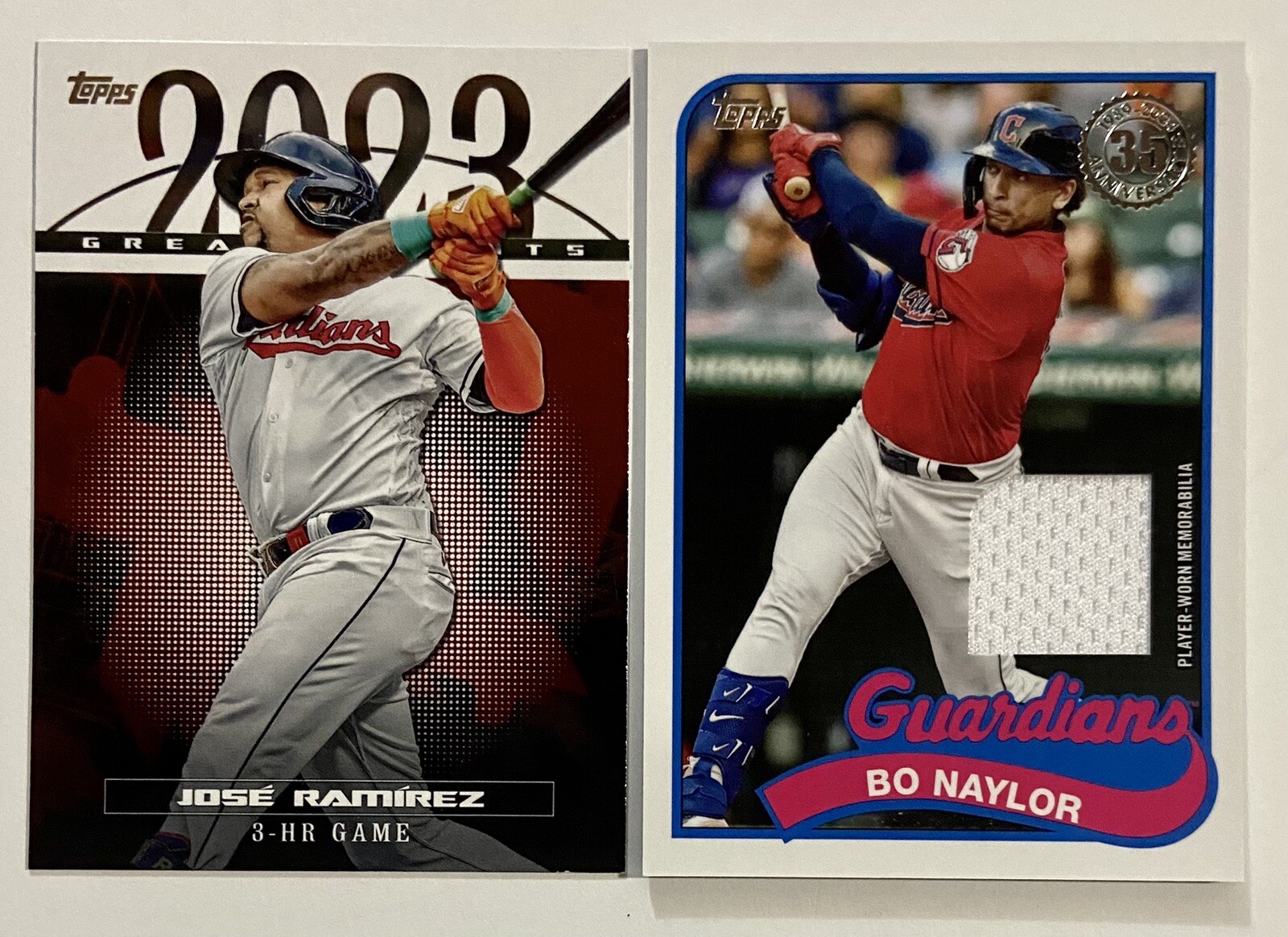 2024 Topps Series 1 Bo Naylor 1989 Retro Patch + Jose Ramirez 2023 ...