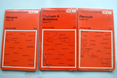 VINTAGE 1960s/70s OS ORDNANCE SURVEY ONE INCH SCALE GB MAPS JOB LOT-YOU ...