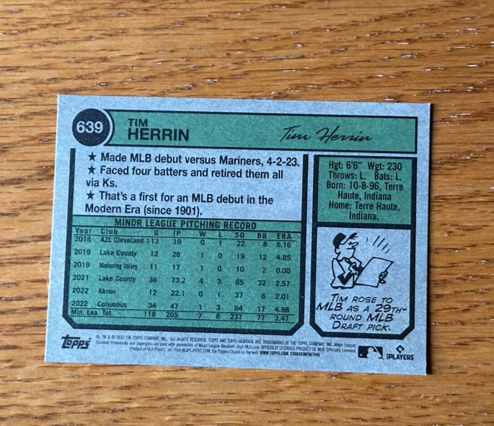 TIM HERRIN 2023 Topps Heritage High Number #639 Rookie RC | eBay