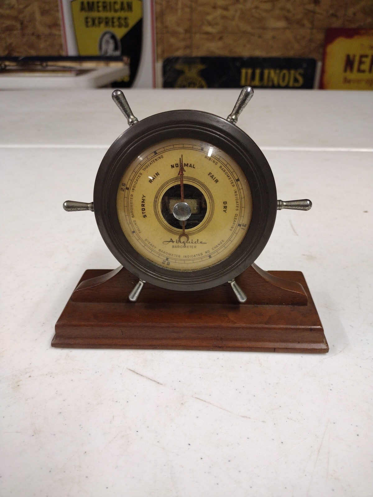 Vintage Airguide Instrument Co. Figural Ship Wheel Desk Barometer | eBay