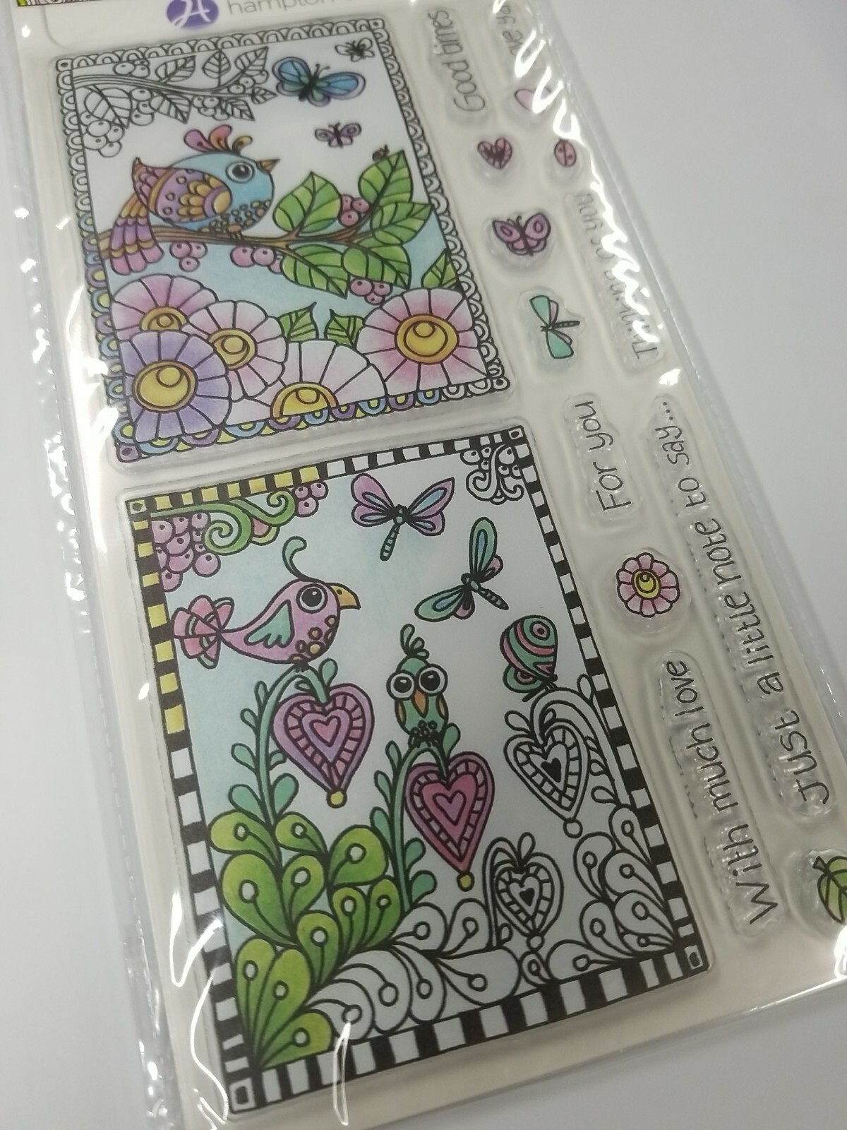Hampton Art Coloring Clear Acrylic STAMPS Birds Butterflies Love ...