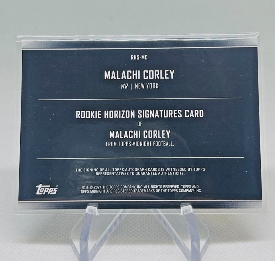 MALACHI CORLEY 2024 TOPPS MIDNIGHT ROOKIE HORIZON AUTO 4/12 SSP JETS ...