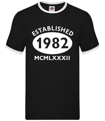 Established 1982 Roman Numerals - Mens Ringer - Birthday 42nd 42 ...