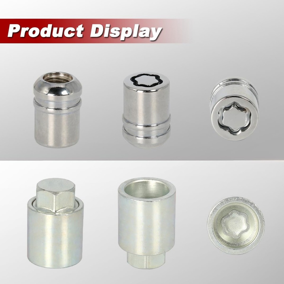 Anti-Theft Wheel Lock Lug Nuts, M12x1.5, 4-Piece Set, Compatible with ...
