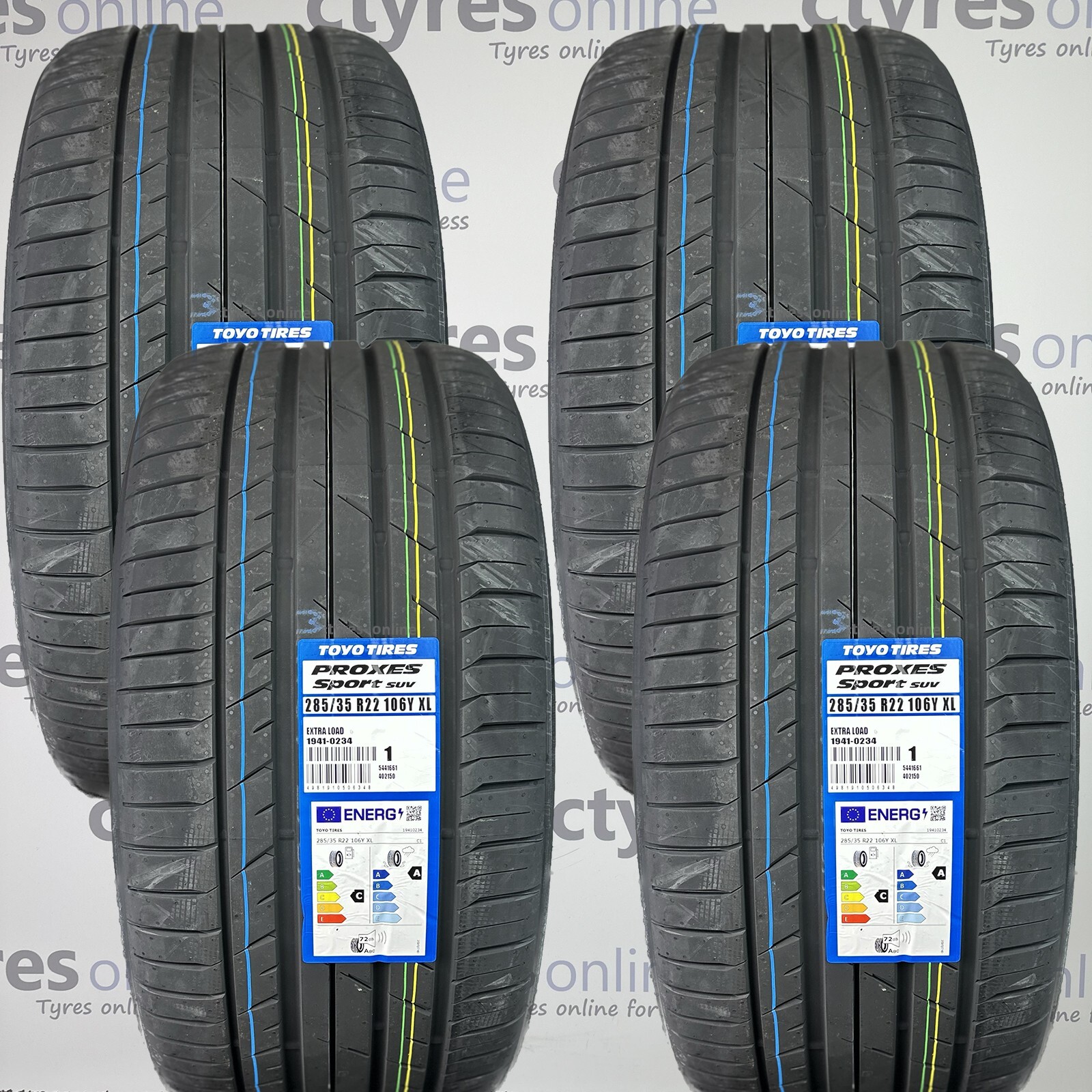4 X New 285 35 22 TOYO PROXES SPORT SUV 106Y XL 285/35ZR22 2853522 *A ...
