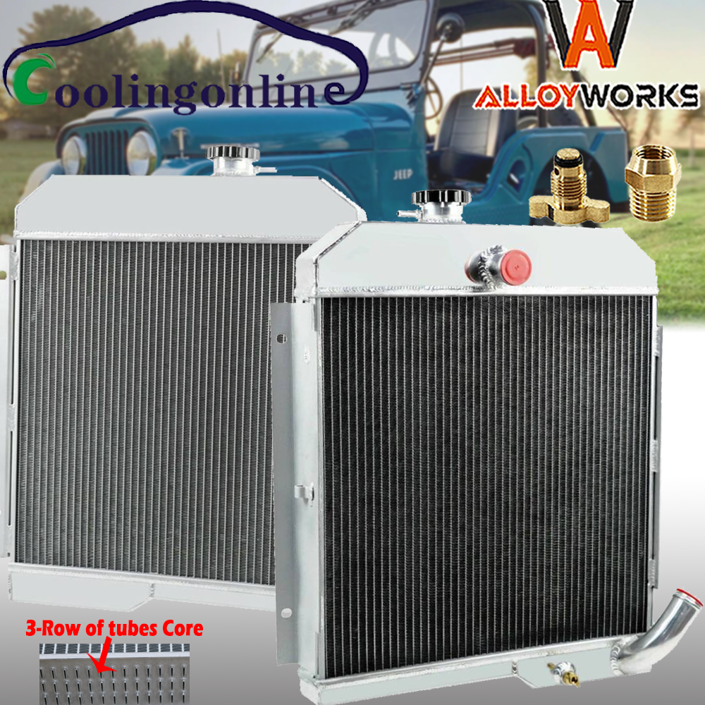 3 Row Aluminum Radiator Fits 1965-1969 Jeep CJ5 CJ6 DJ5 DJ6 225 Buick ...