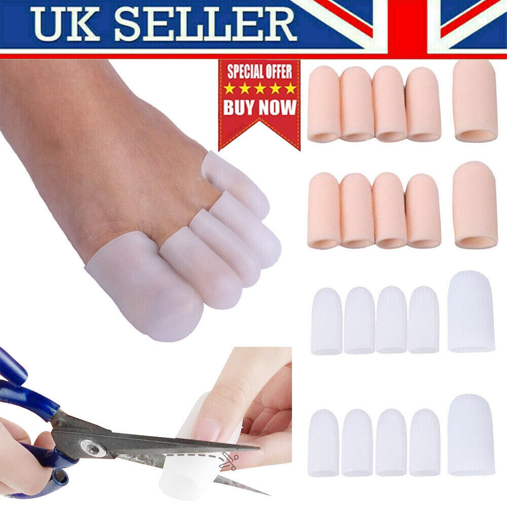 10x Pain Relief Toe Sleeve Gel Silicone Toe Cap Cover Protector Corn ...