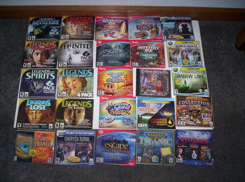 Lot of 25 Computer Game for PC, DVD-ROM Big Fish/ Hidden Object/Pop Cap ...