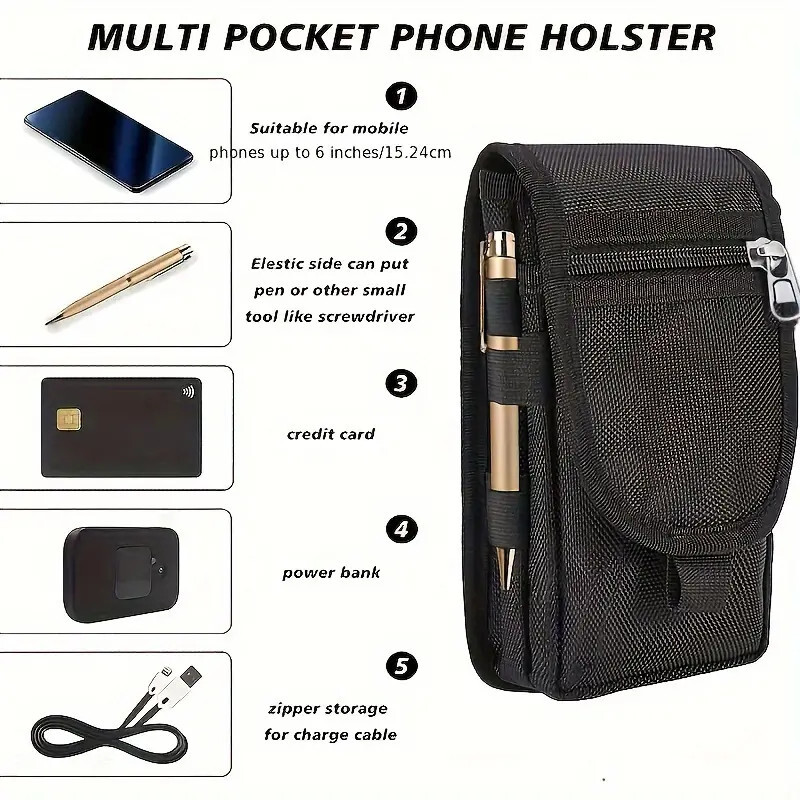 Dual Cell Phone Pouch/Holsters for Men Belt, Multi-Purpose Phone Belt ...