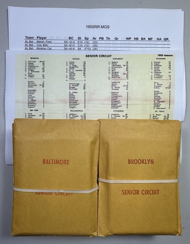 APBA Baseball 1955 R season Complete Cards Set w/MG symbols Near Mint ...