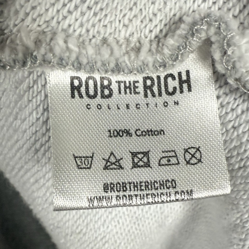 Rob the Rich Collection Men XL Gray Hooded Drawstring Pocket Pullover ...