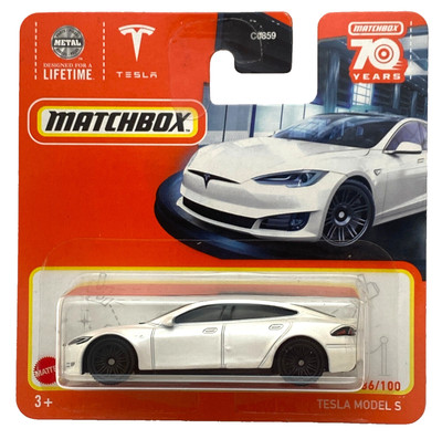 Tesla Model S White Matchbox MBX Showroom 2023 MB1355 1/64 Toy Car ...