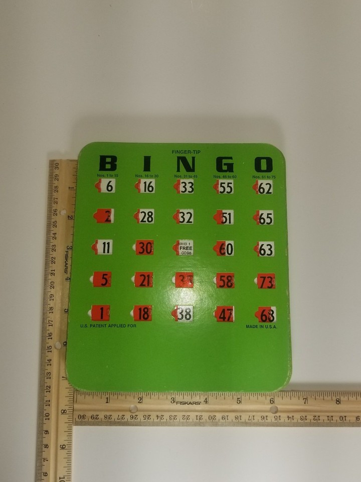Vintage Bingo Cards Finger Tip Bingo Slide Bingo Green Card | eBay