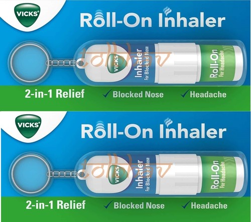 2X Vicks Roll-On Inhaler 2-In-1 Relief for Headache and Blocked Nose 1. ...
