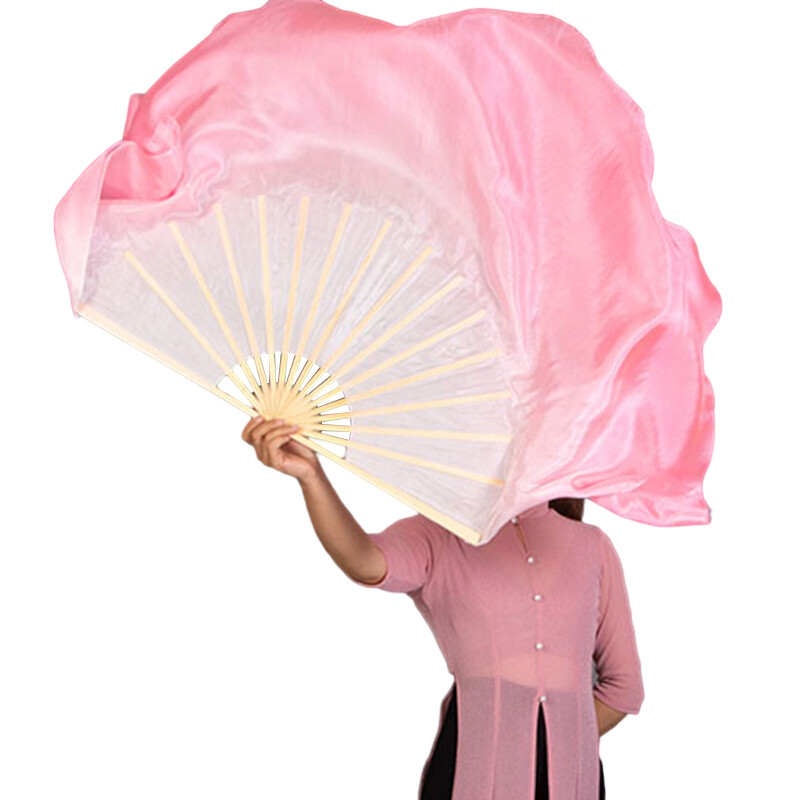 Half Circle Double Side Fan Women Folk Dance Long Flutter Fan Veils ...