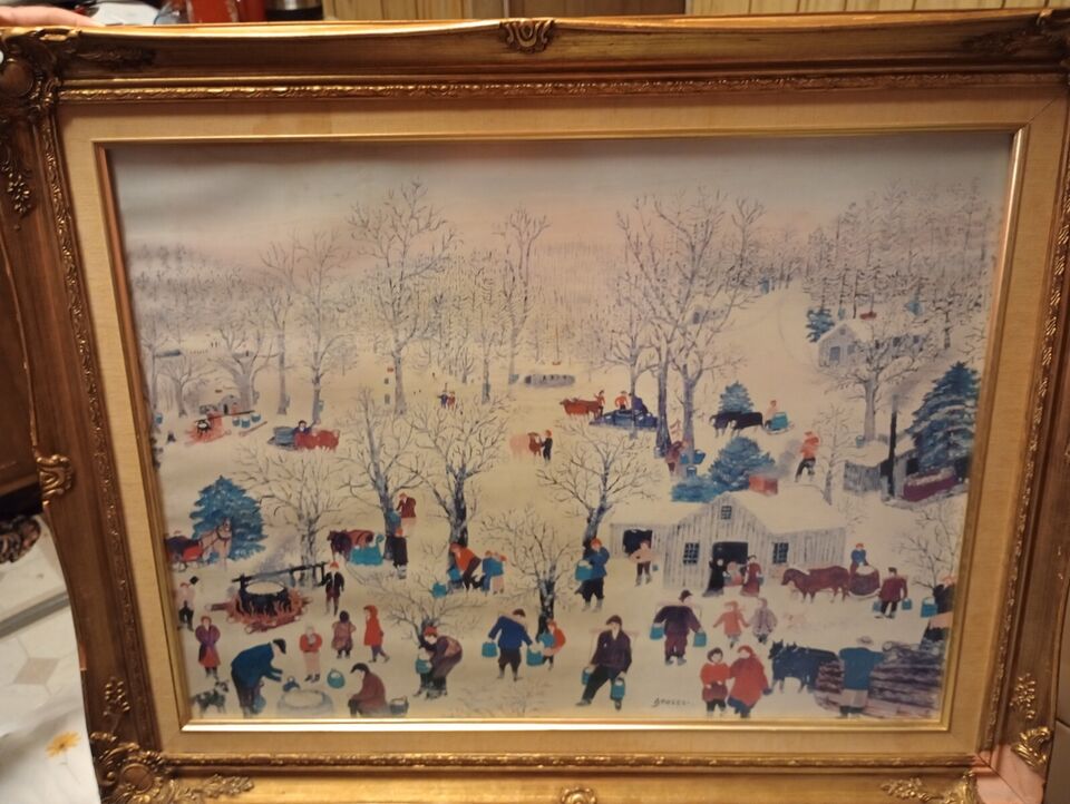1958 Sugaring Off Grandma Moses Vintage Print Painting | eBay