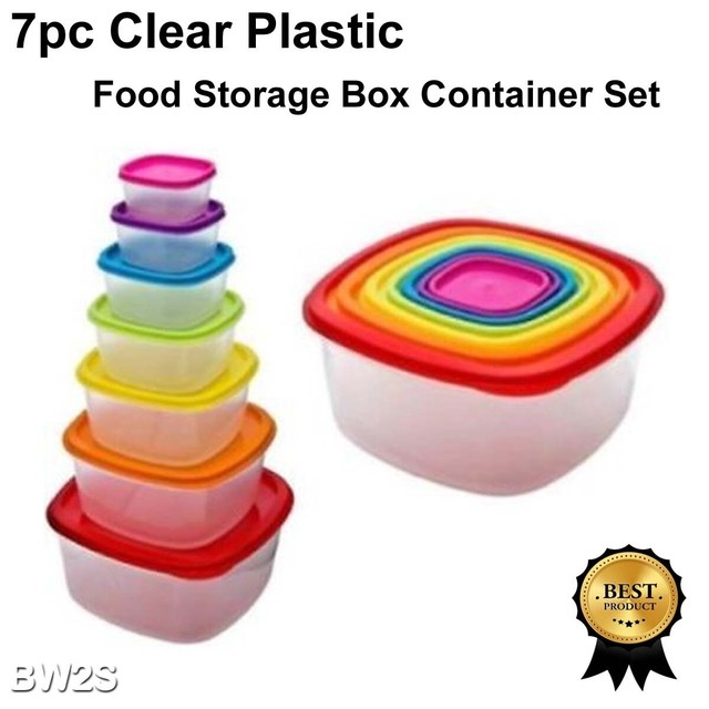 7 x Clear Stackable Tupperware Tubs Plastic Food Storage Boxes for sale ...
