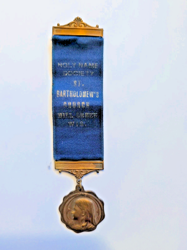 Holy Cross Medal Ribbon Pin Badge Award FOB Holy Name Society Vintage ...
