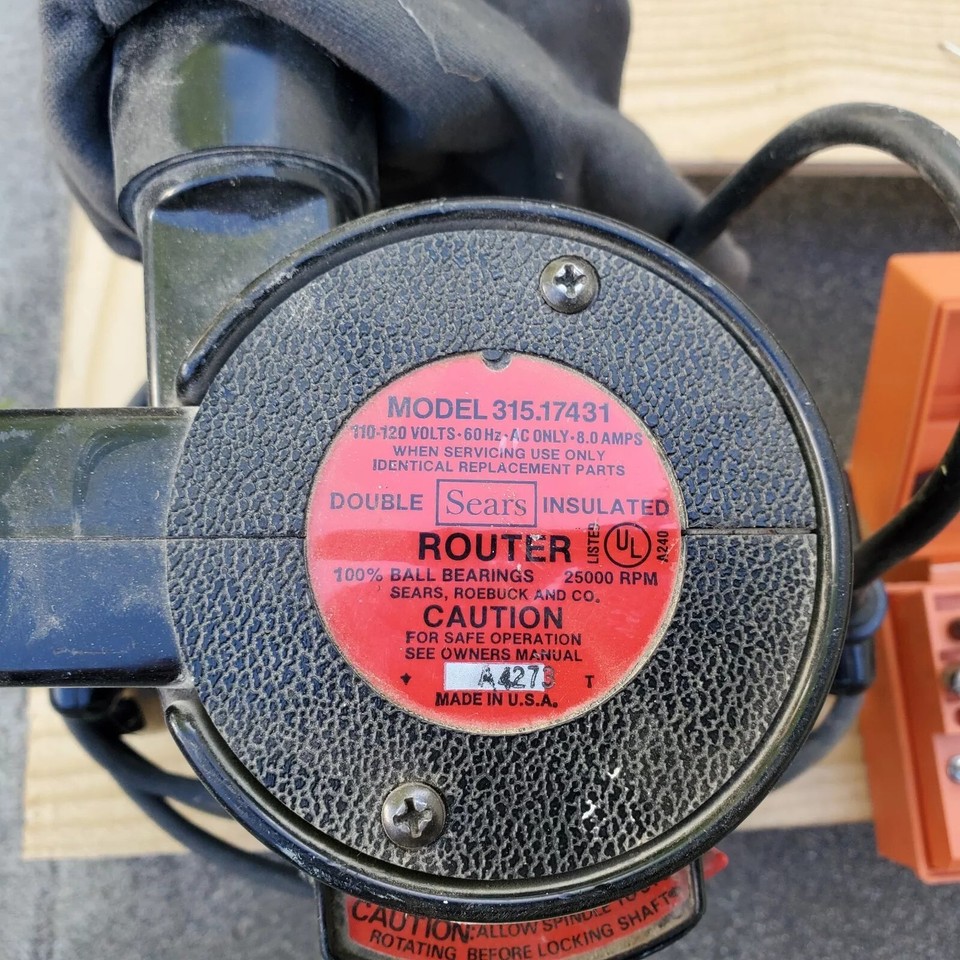 SEARS CRAFTSMAN ROUTER Model 315.17431, 1-1/2 HP With 36 Bit Router Bit ...