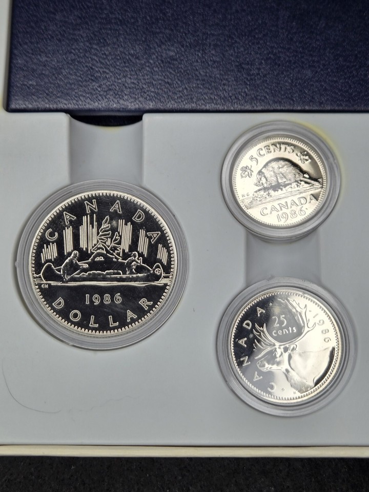1986 Canada - Coin Specimen Set Royal Canadian Mint Holder W/ Canoe ...